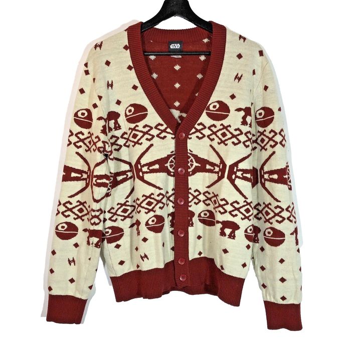 Star Wars Star Wars Cardigan Sweater Fair Isle Burgundy XL Unisex | Grailed