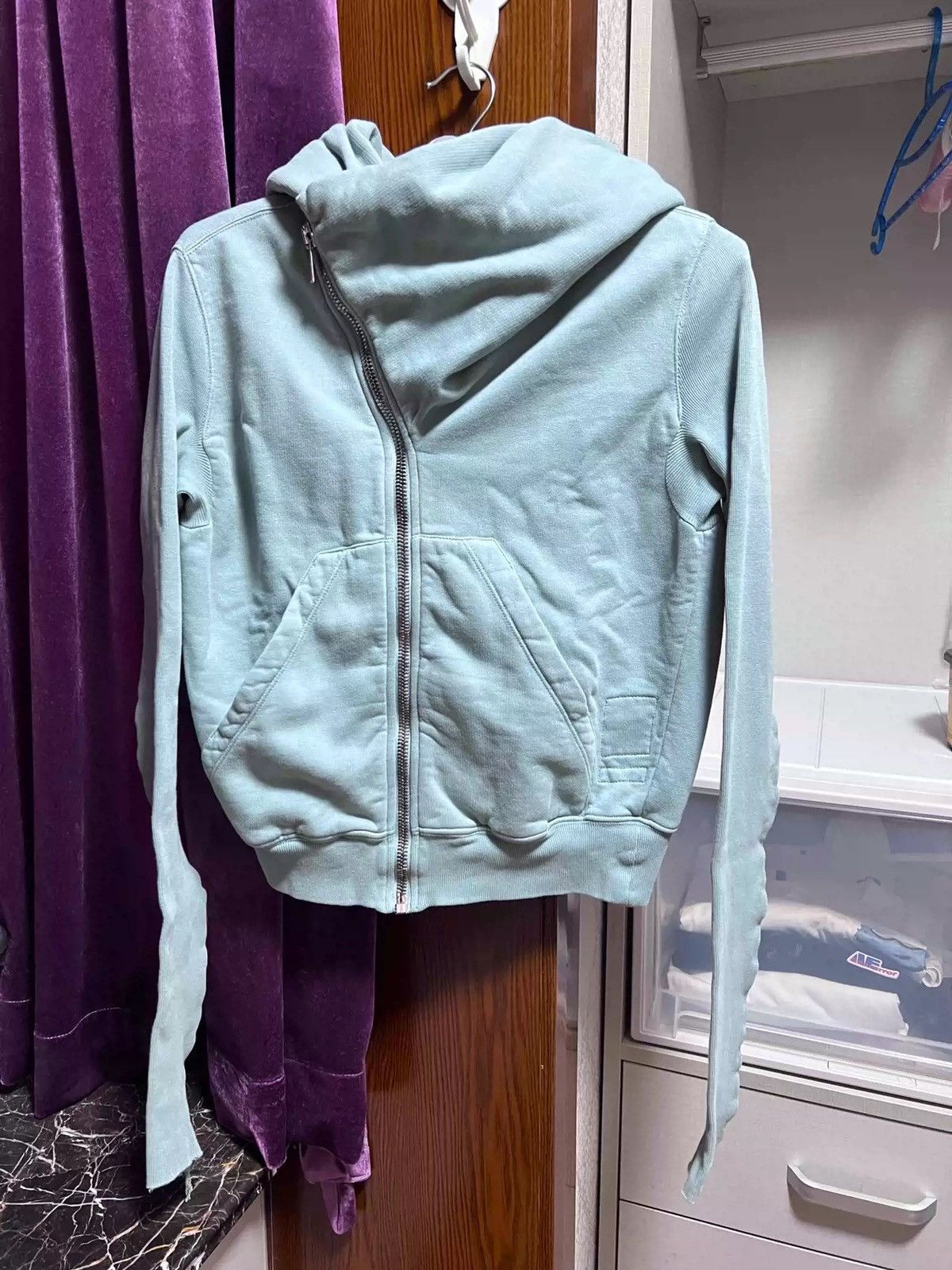 Rick Owens Rick Owens Dark Shadow diagonal zipper wizard hoodie | Grailed