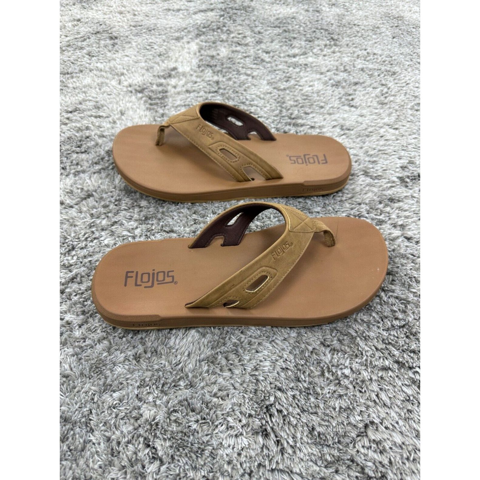 Vintage Flojos Hydro Flip Flops Mens 10 Brown Memory Foam Slip On Thong ...