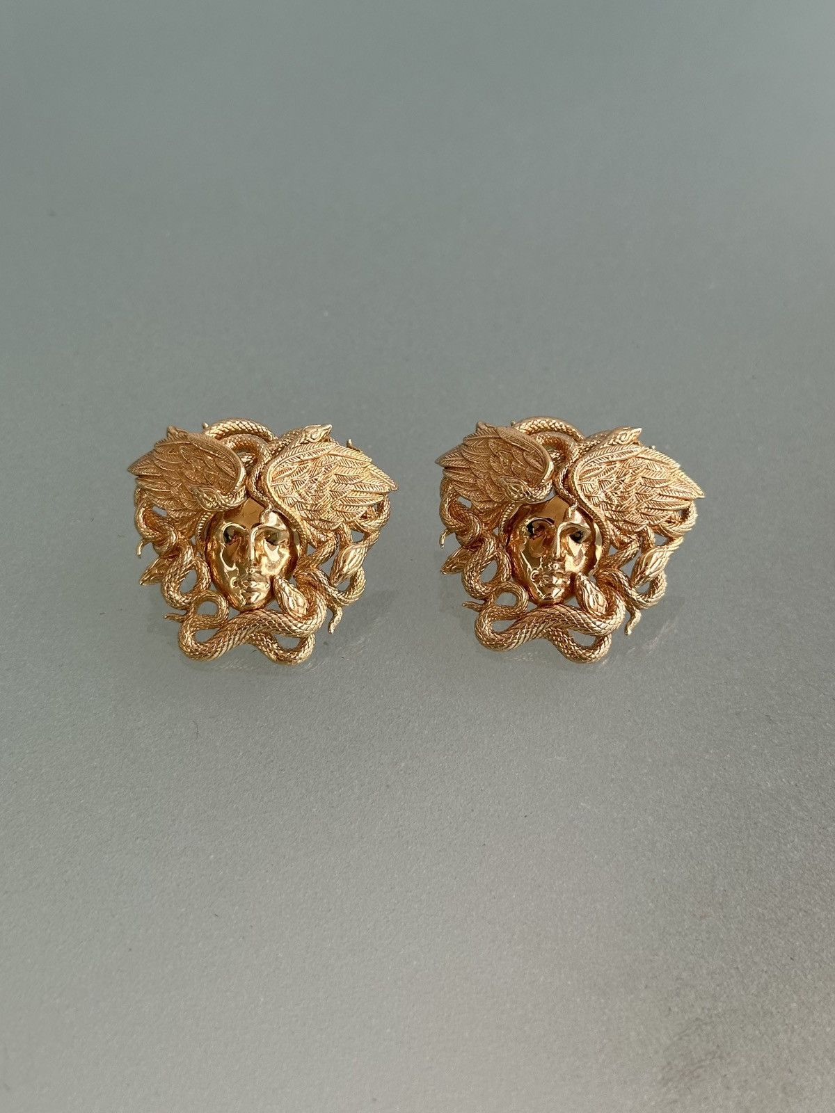 Versace Versace Medusa snake head big earrings | Grailed