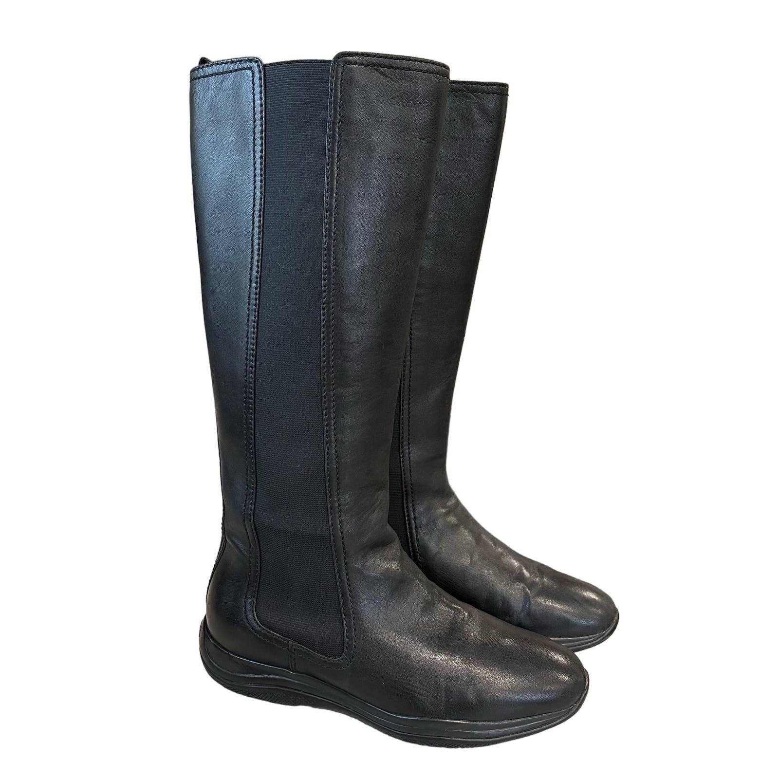 Prada PRADA Tall Black Riding Boots Leather, Size 39 1/2 3W5128 | Grailed