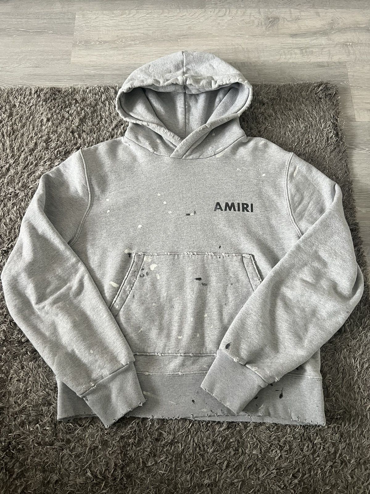 Amiri Amiri Paint Splatter Gray Hoodie | Grailed