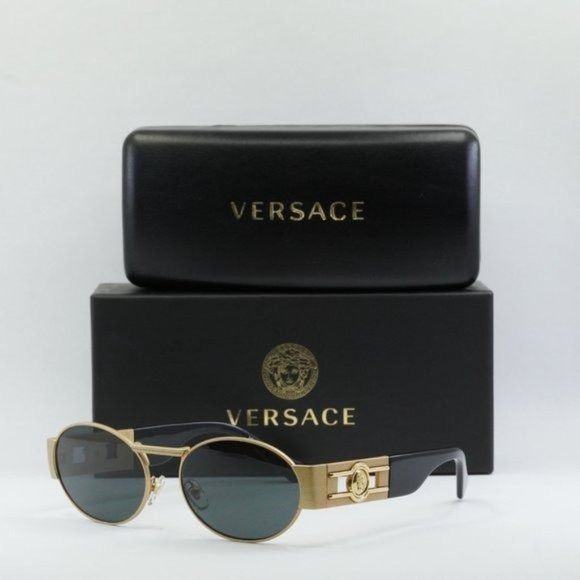Versace NEW VERSACE VE2264 100287 MATTE GOLD / DARK GREY SUNGLASSES ...
