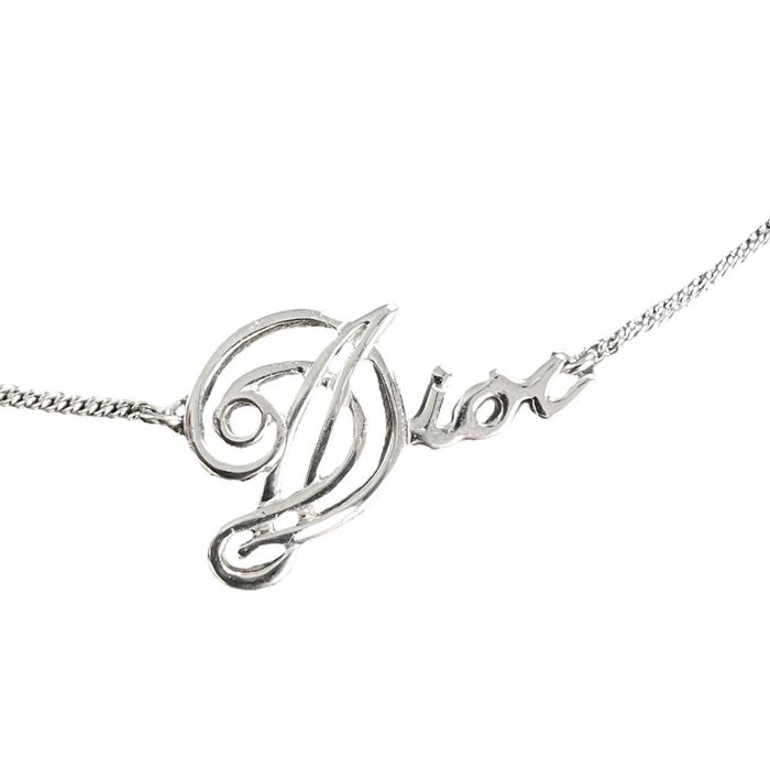 Dior Dior Cursive Logo Silver Necklace | Grailed