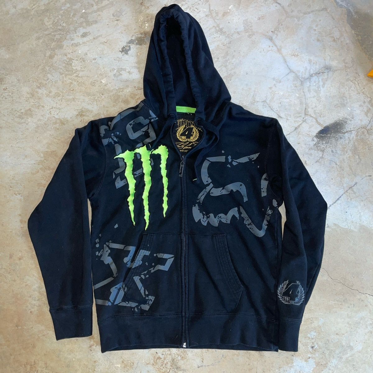 Vintage Fox racing monster energy collab full zip hoodie grunge | Grailed