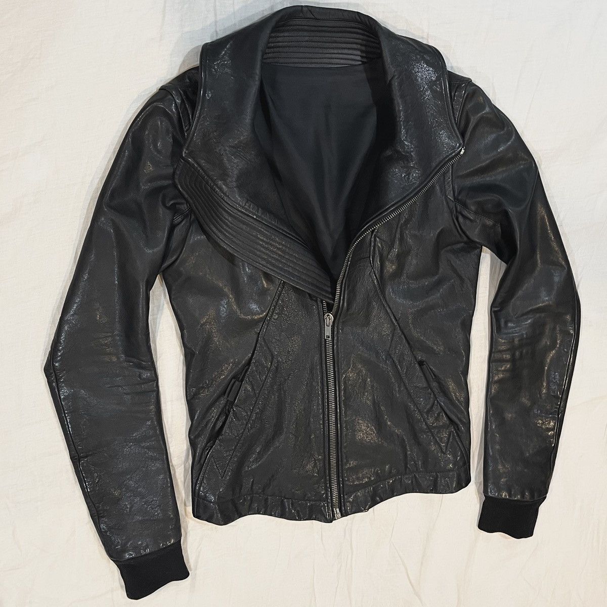 Rick Owens RARE FW09 “CRUST” Oiled Calf Geo Leather Jacket RU4760 LO ...