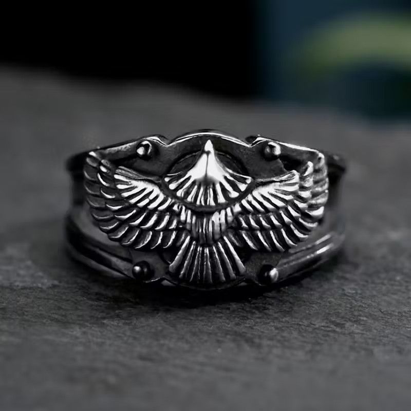 Streetwear Stainless Steel Men Animal Flying Eagle Punk Rock Ring | Grailed