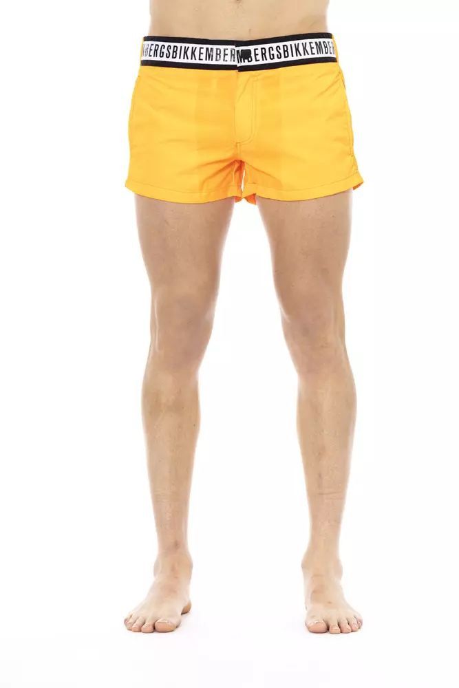 Dirk Bikkembergs Bikkembergs Orange Micro Swim Shorts with Signature ...