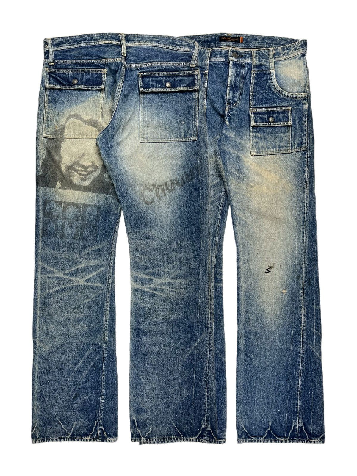 Undercover SS06 Undercover Chuuut Wahnfrieden Cargo Flare Denim Jeans ...
