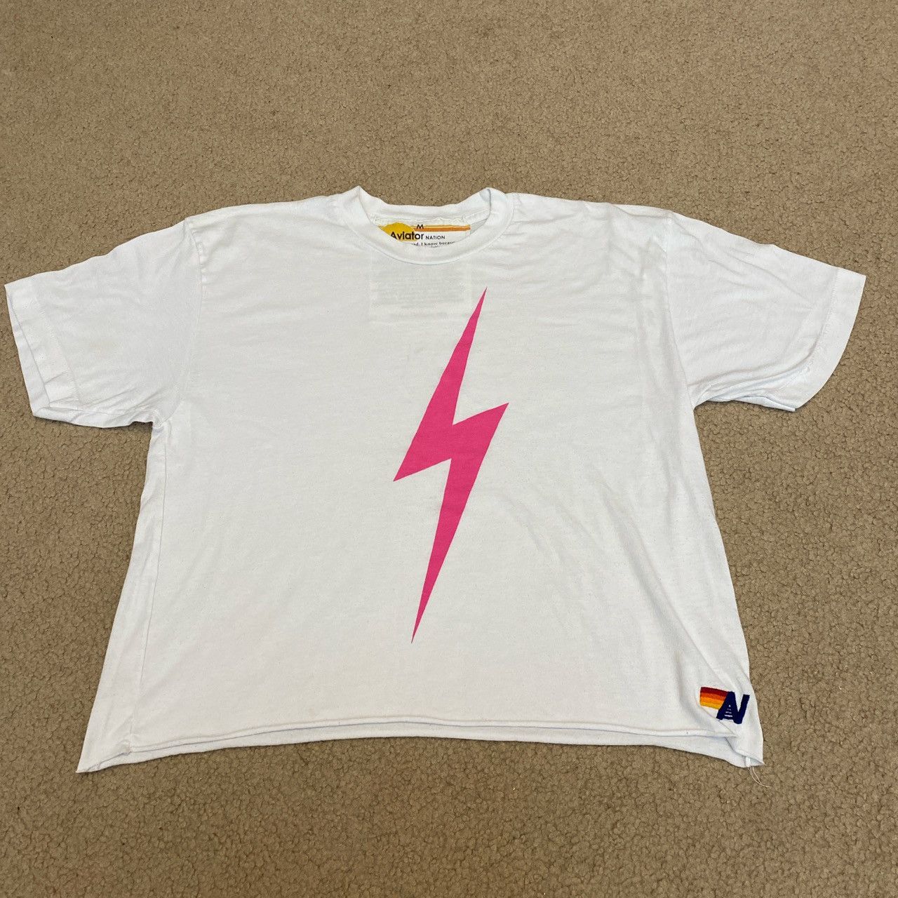 Aviator Nation Aviator Nation Pink Lightning Bolt Crop Top | Grailed