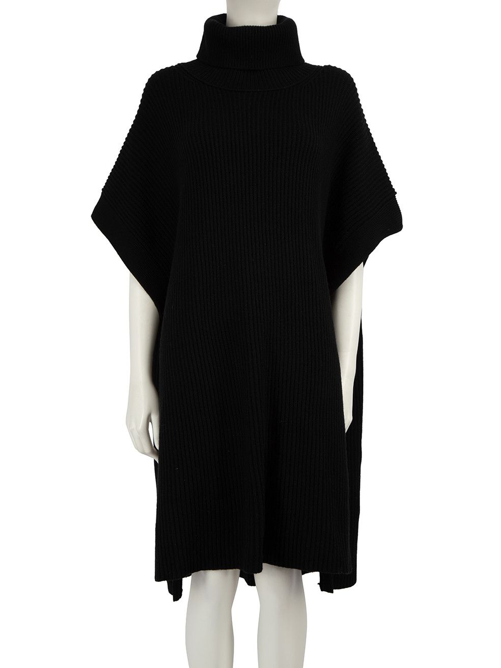 Joseph Black Wool Ribbed Knit Open Side Poncho | Grailed