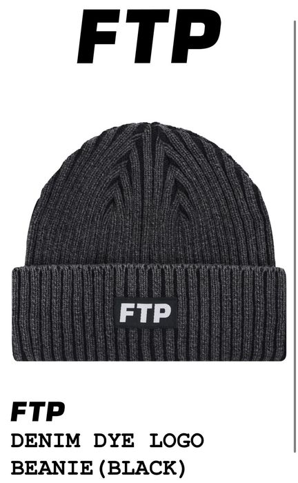 Fuck The Population FTP Denim Dye Logo Beanie Black 2024 Release | Grailed