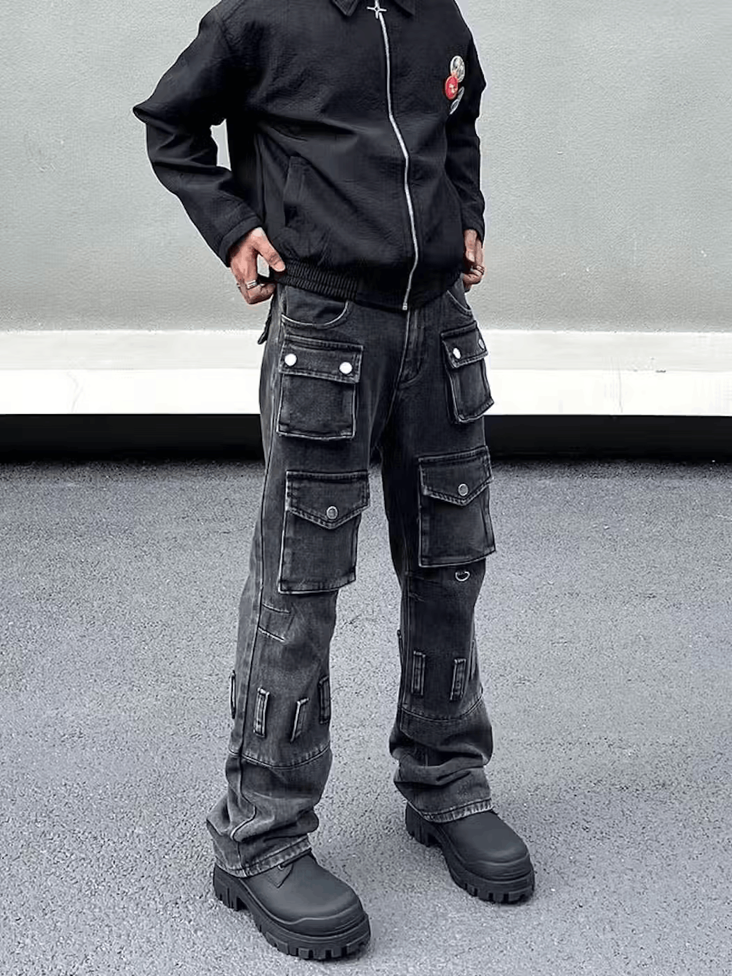 Jean × Streetwear Black Opium Stack Cargo Jean, Utility Streetwear ...