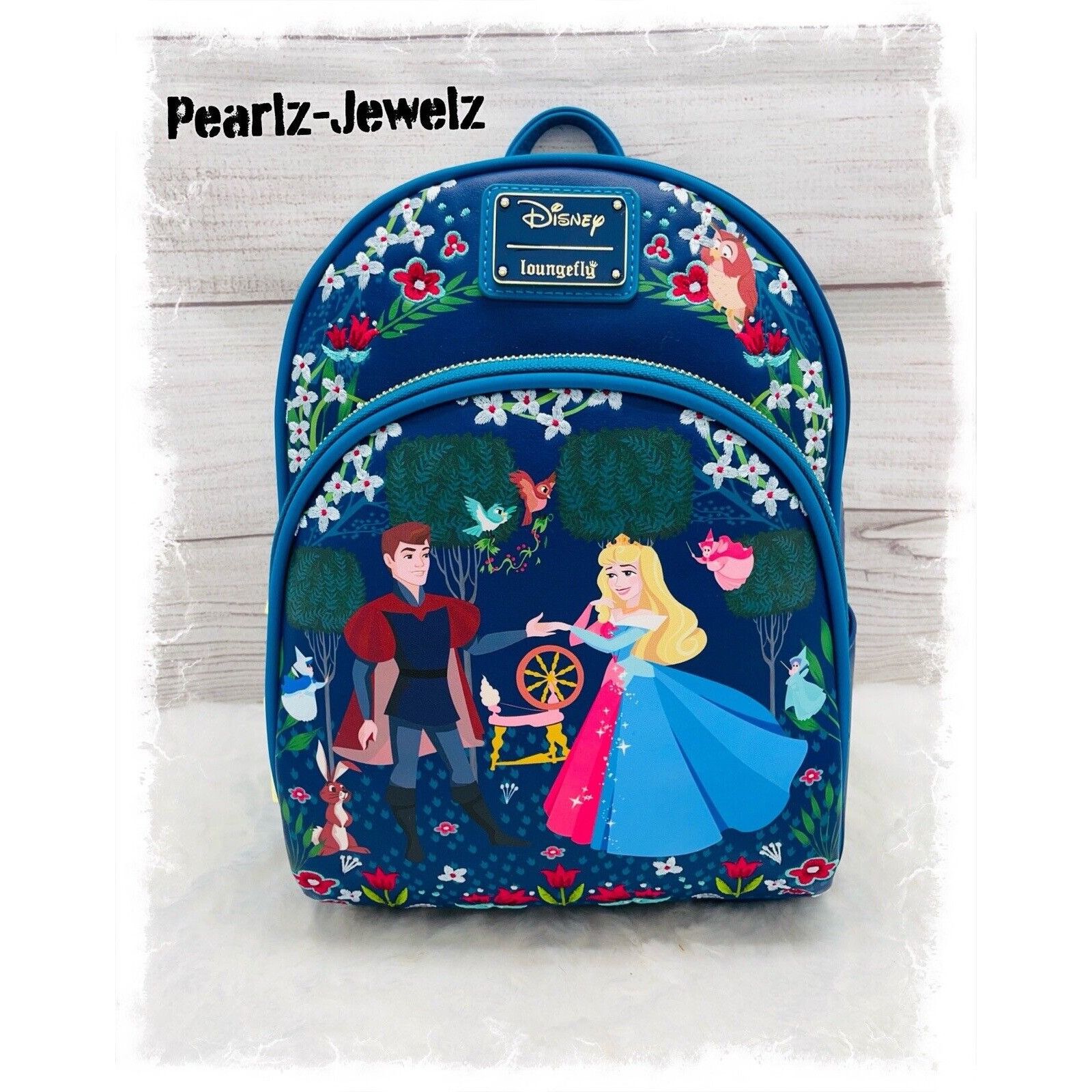 Disney Loungefly Sleeping Beauty Aurora Floral Blue Mini Backpack B ...