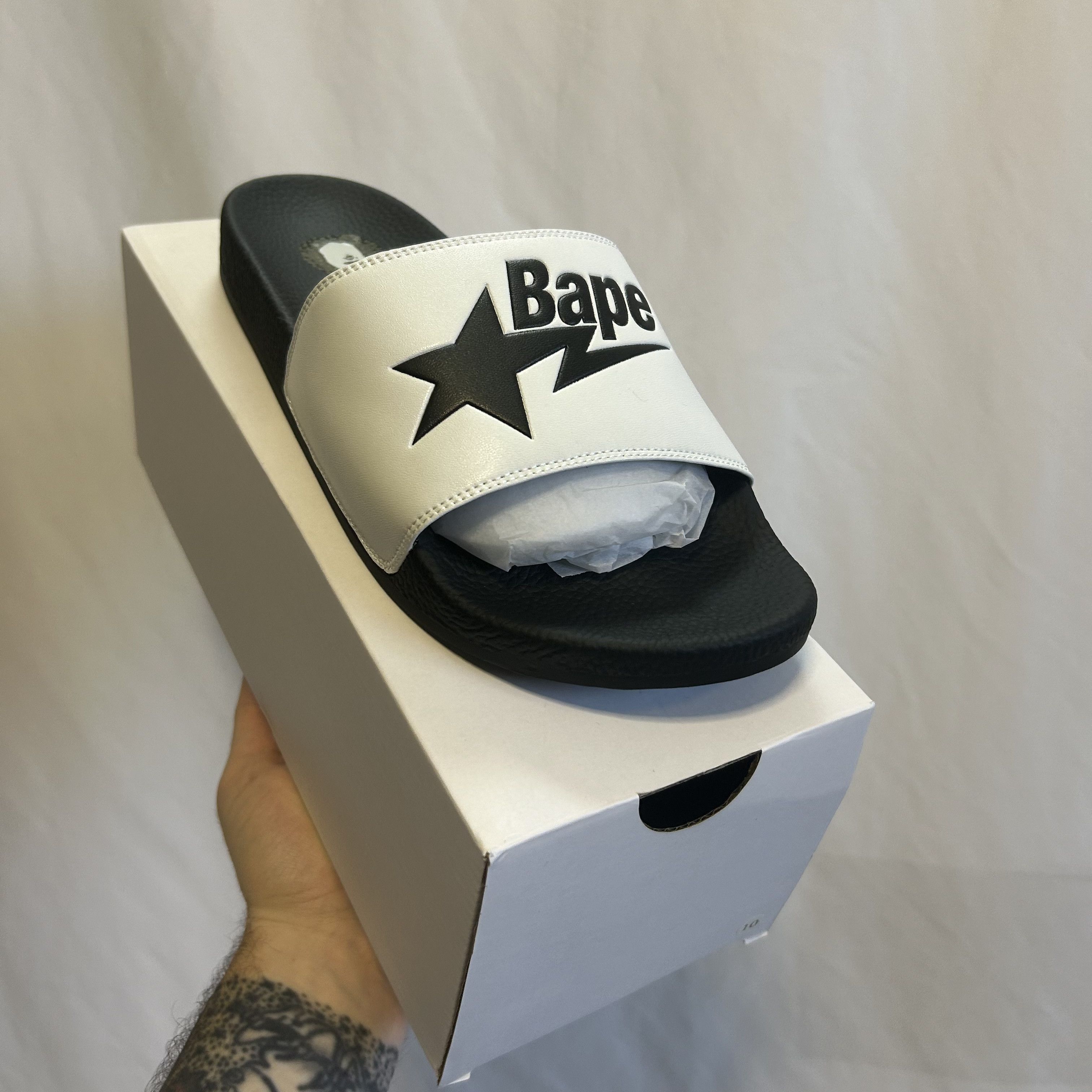 Bape Bape 2022 White Bapesta Slides | Grailed