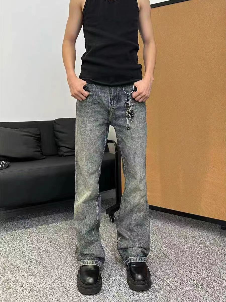 Japanese Brand × Jean × Streetwear Washed distressed micro-flare retro ...