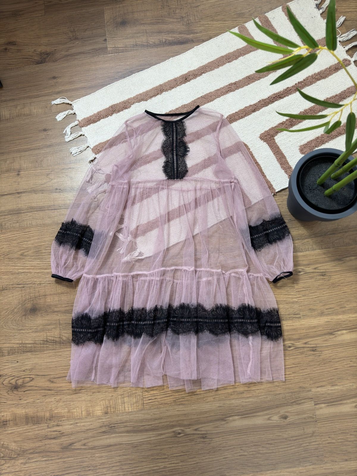 Vintage VINTAGE FULL MESH 2000s RUFFLES MIDI DRESS | Grailed
