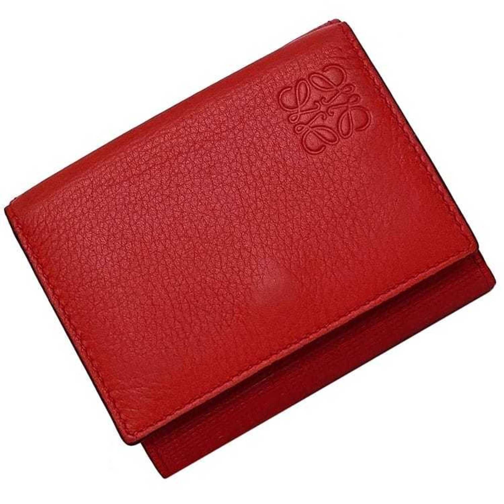 Loewe LOEWE trifold wallet red linen anagram leather grain | Grailed