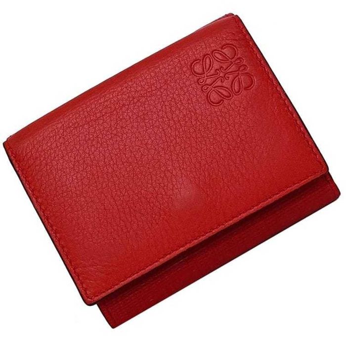 Loewe LOEWE trifold wallet red linen anagram leather grain | Grailed