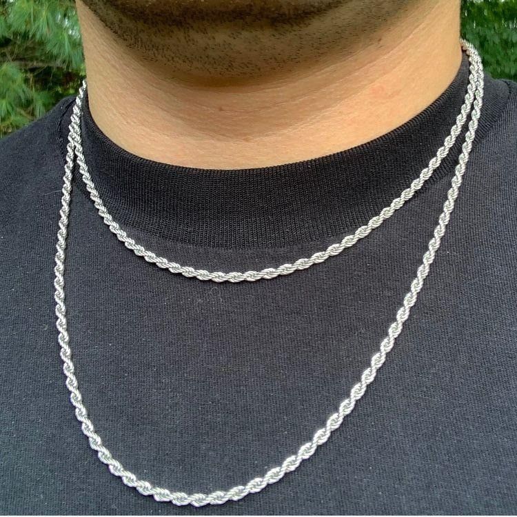 Cuban Link Chain Rope Chain Silver Necklace 3mm | Grailed
