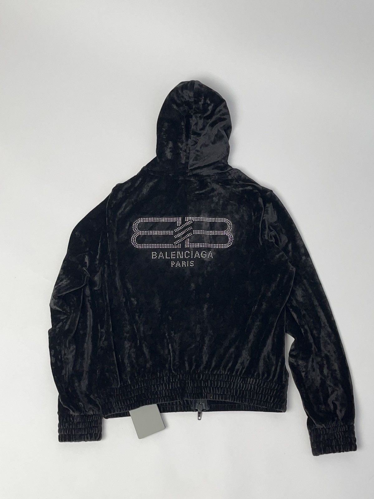 Balenciaga Balenciaga velour velvet strass crystal embellished hoodie ...