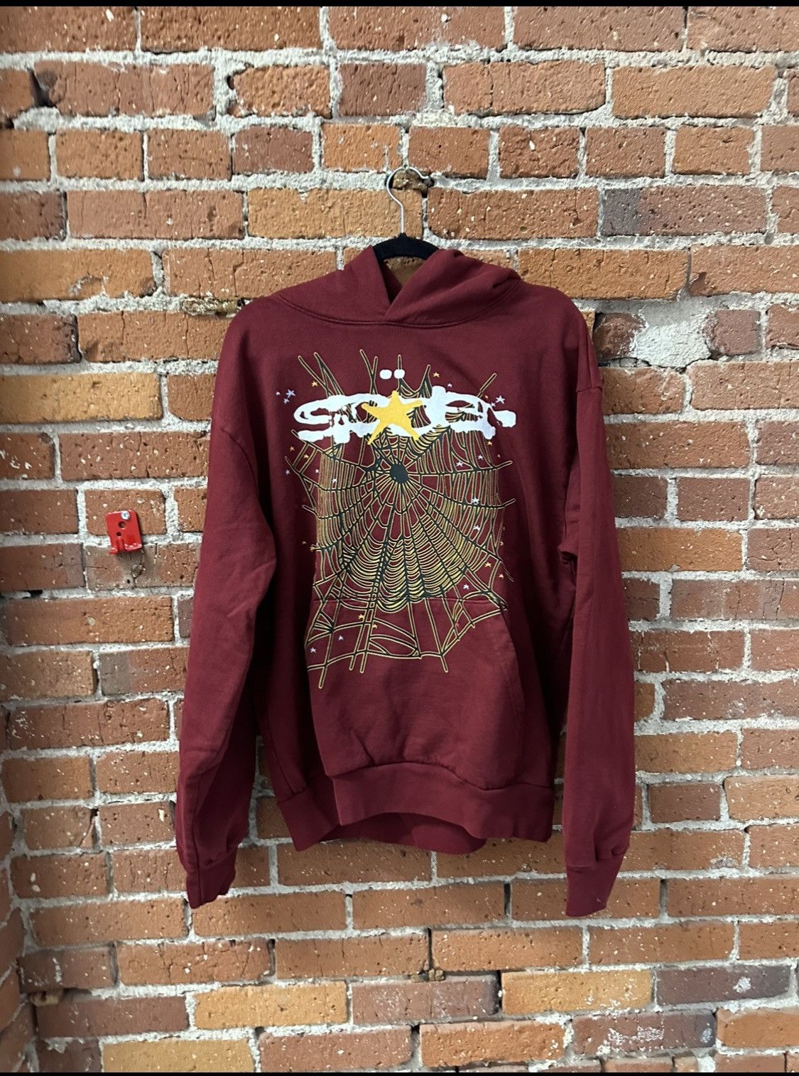 Spider Worldwide Sp5der maroon hoodie | Grailed