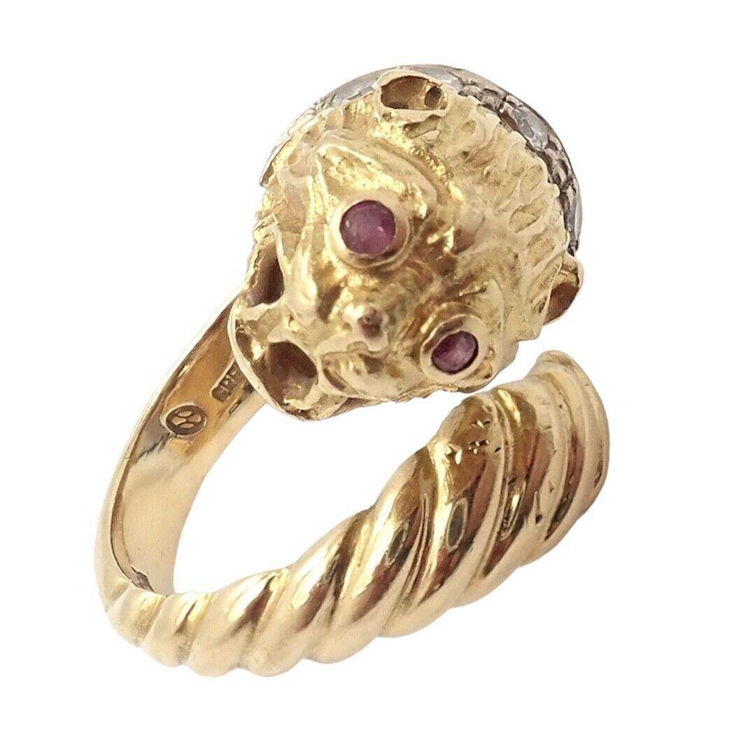 Other Ilias Lalaounis 18k Yellow Gold Chimera Diamond Ruby Ring | Grailed