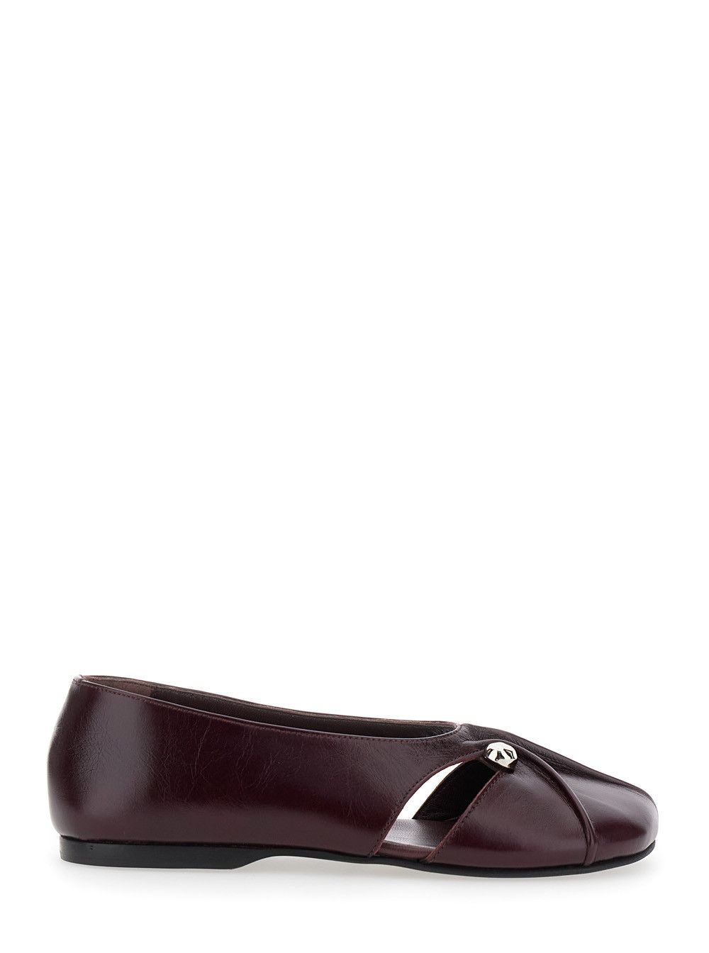 ALOHAS 'Ravena' Bordeaux Ballet Shoes with Decorative Plaque on the ...