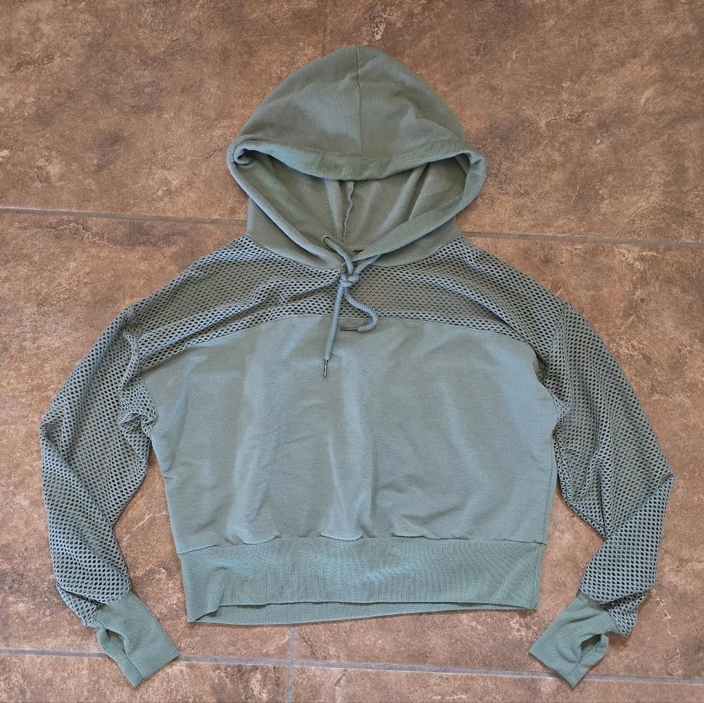 Designer Olive Muted Mesh Detailed CS Cropped Hoodie | Grailed