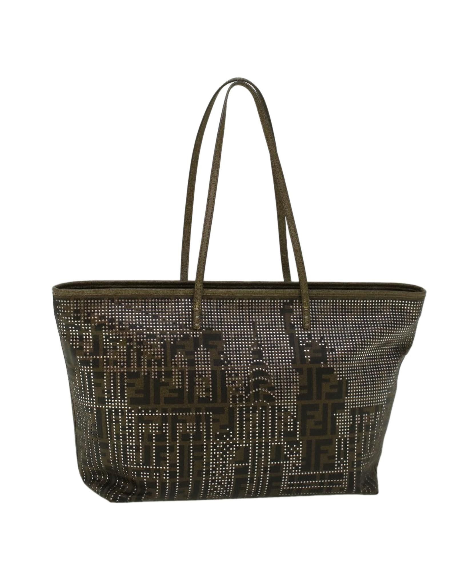 Fendi Luxury Brown Canvas Tote Bag with Iconic Logo Pattern | Grailed