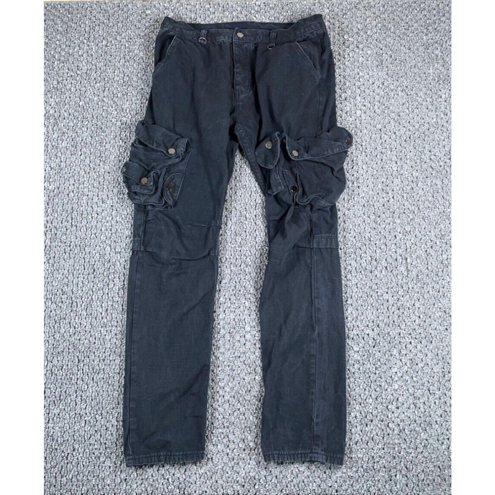Mnml Mnml Waxed Denim Cargo Jeans Men S 36 Actual 34 33 Black Tapered