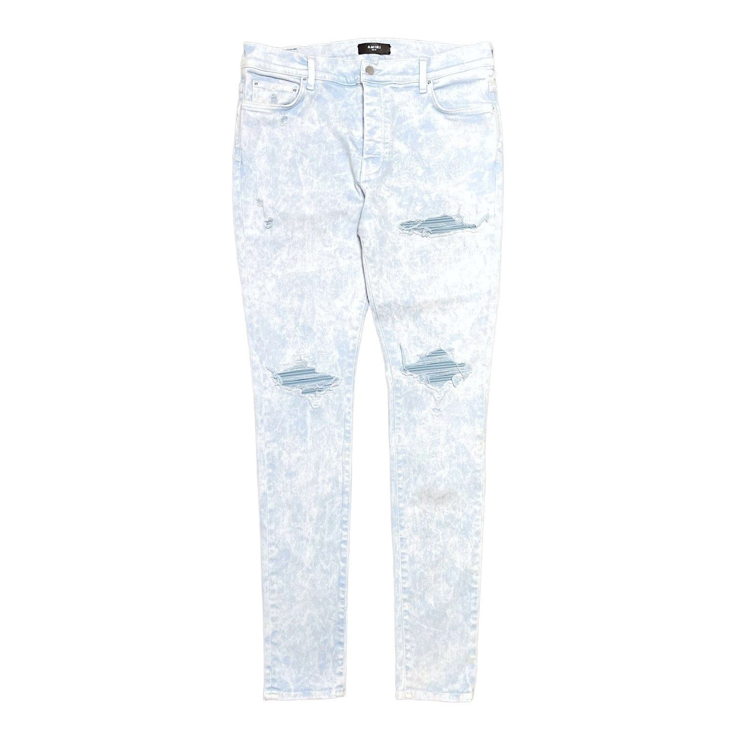 Amiri Amiri MX1 Mineral Wash Patch Jeans Baby Blue | Grailed