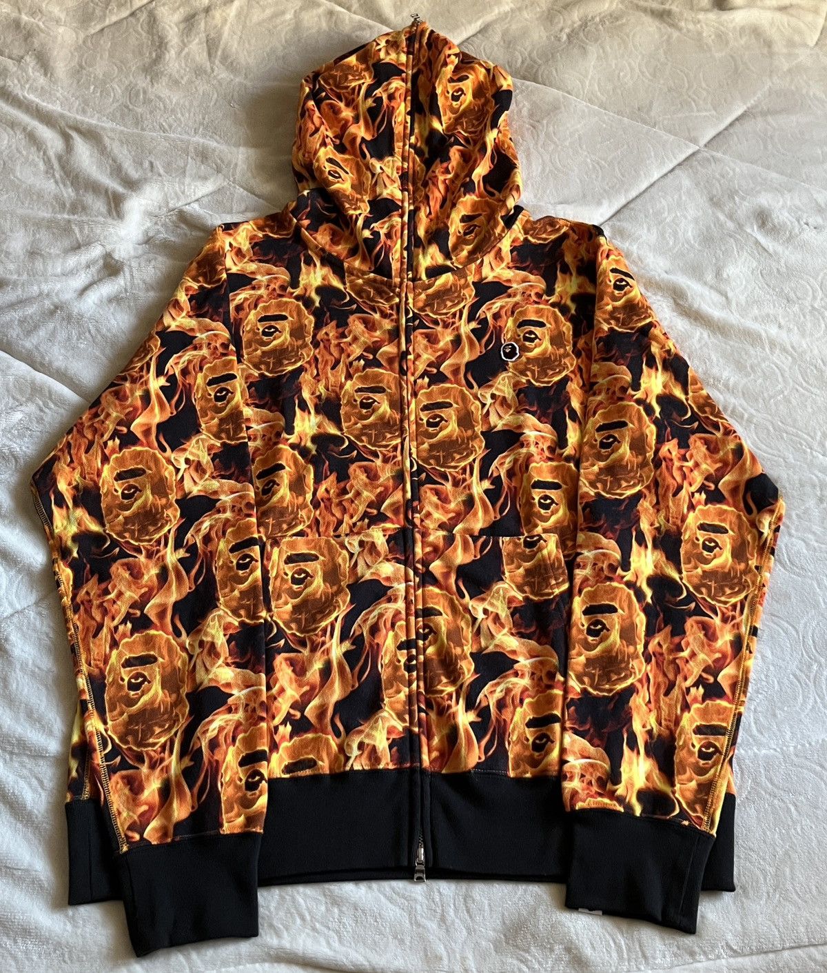 Bape A Bathing Ape S2020 Flame Full Zip Hoodie Red Flame Pattern | Grailed