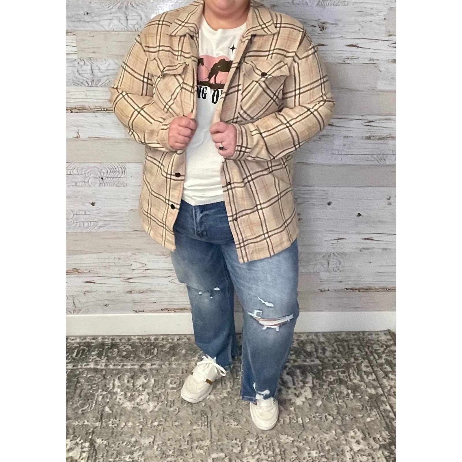 Designer MICHELLE MAE Norah Shacket In Light Tan | Grailed