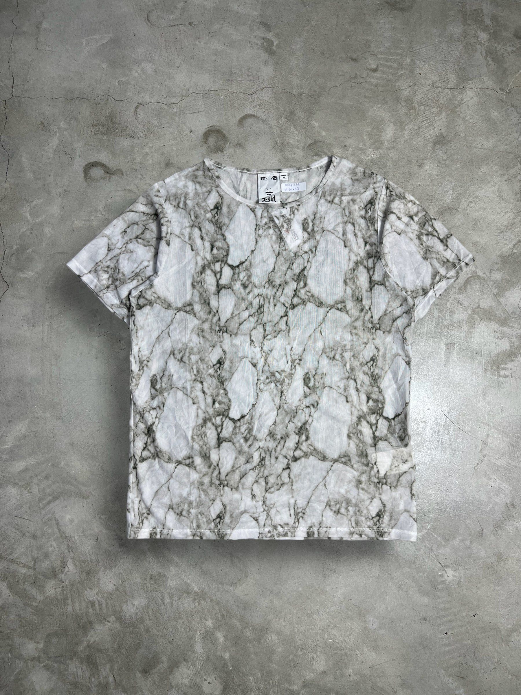 Japanese Brand × X-girl X-Girl Y2K Marble Mesh see through top (2 ...