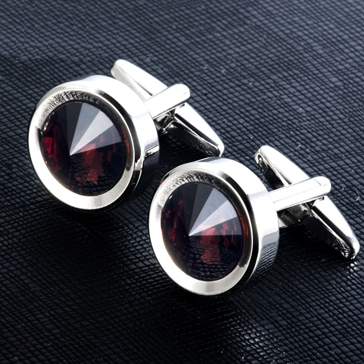 Custom Stunning Shine Ruby Round Silver Cufflinks RARE | Grailed