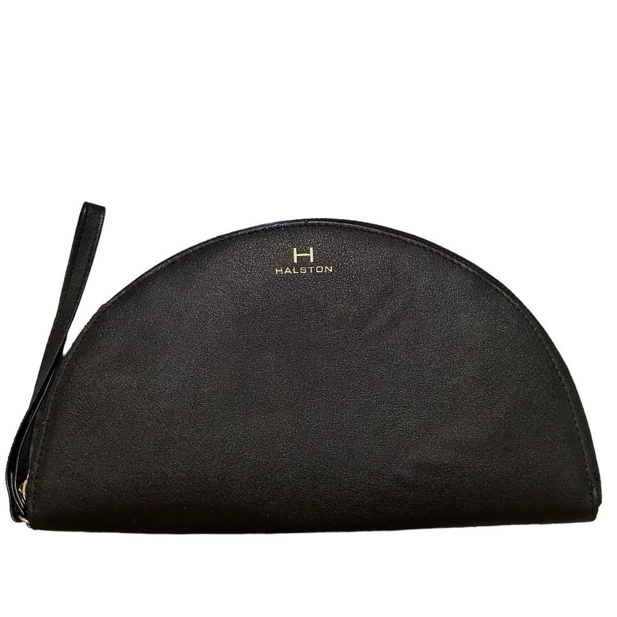 Halston Halston black faux leather half moon wristlet wallet | Grailed