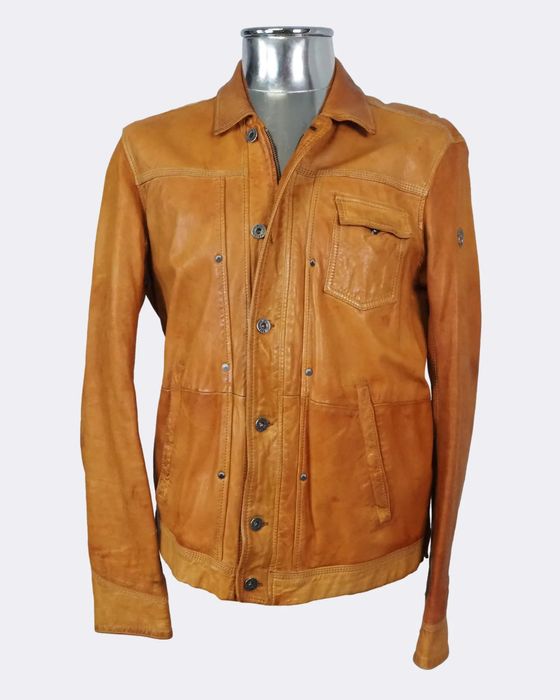 Diesel Men's Diesel Orange 'Laurence' Leather Jacket $1135 | Grailed