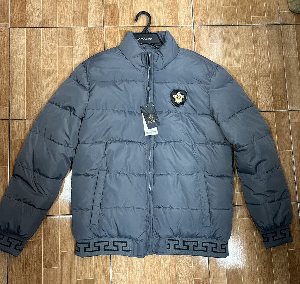 Streetwear × Vintage Medium Pavini Greek Key Gold Emblem Heavy Puffer ...