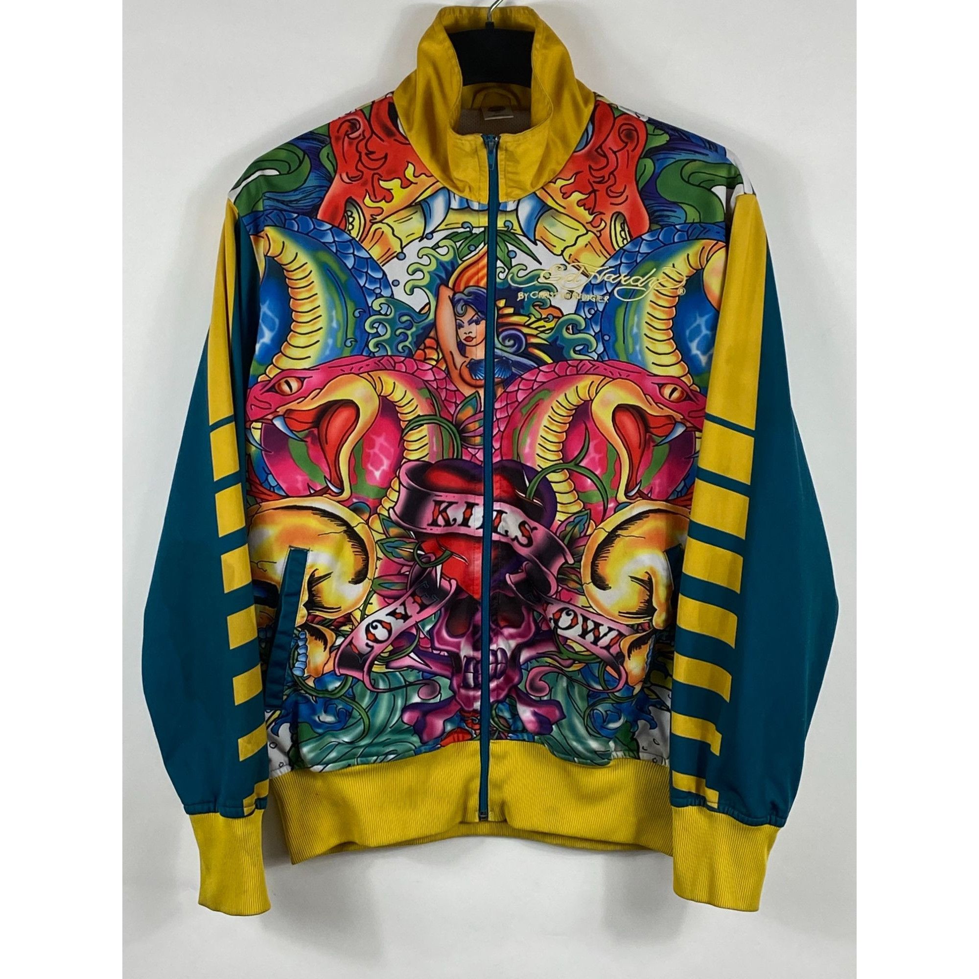 Ed Hardy Ed Hardy Collage Tattoo AOP Embroidered Logo Track Jacket Mu ...