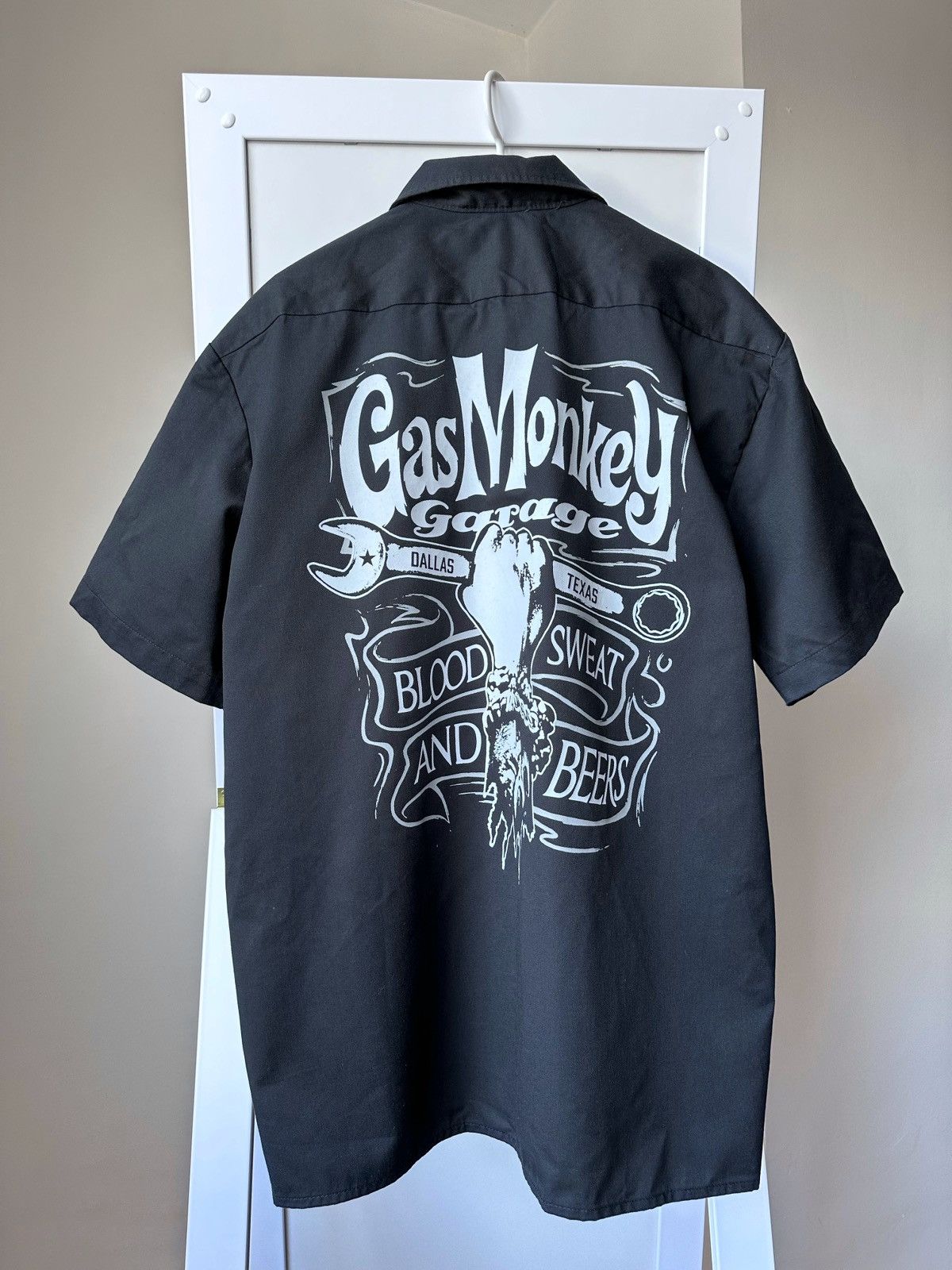 Vintage Vintage Dickies Gas Monkey Garage Logo Button Up Work Shirt ...