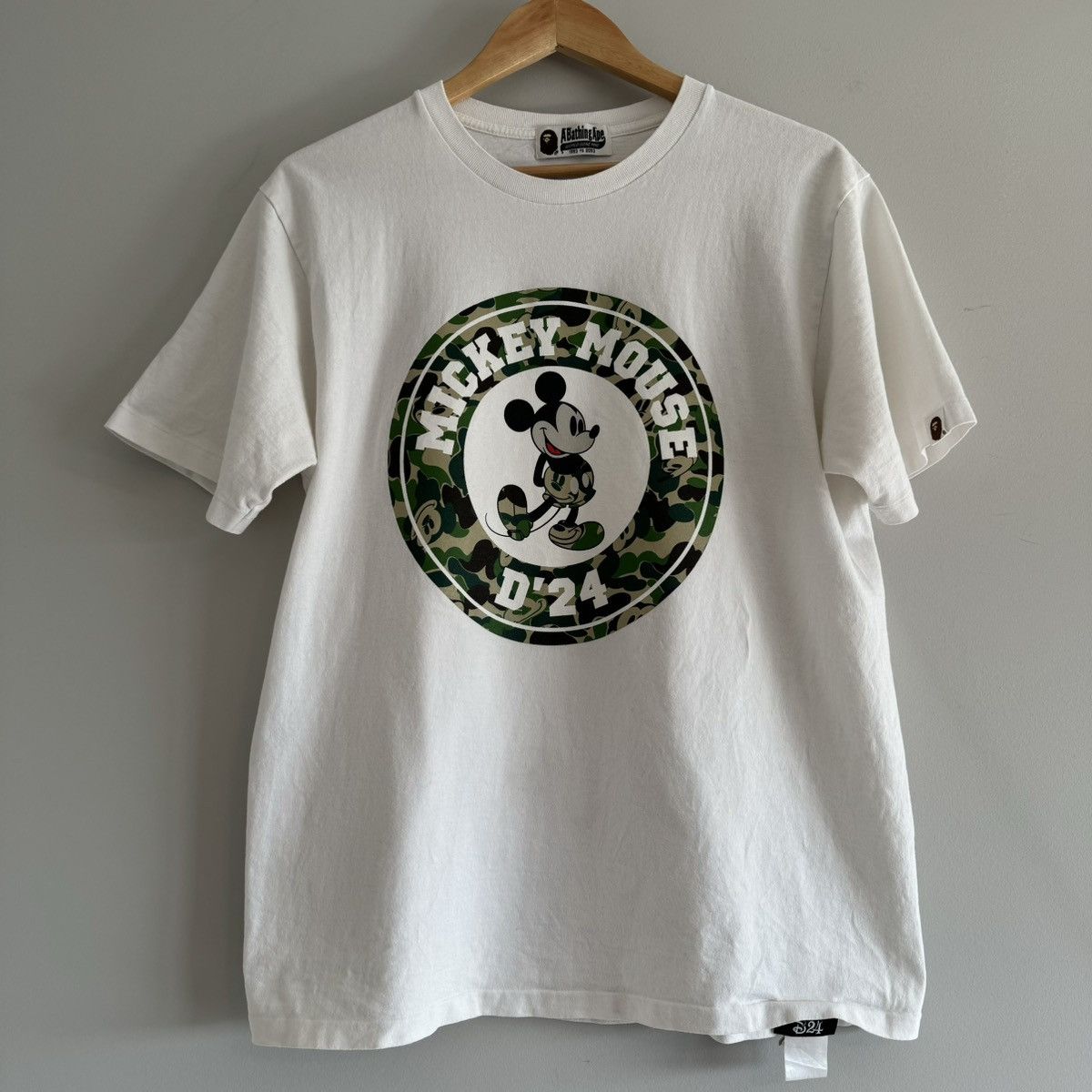Bape × Disney Bape x Disney D24 Mickey Mouse Green ABC Camo Tee | Grailed