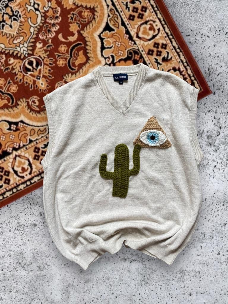 Vintage Custom vest applique illuminati cactus | Grailed