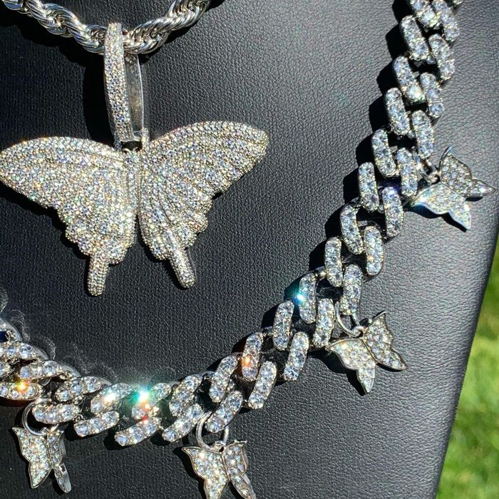 Cuban Link Chain Butterfly Necklace Set | Rope Chain Cuban Link Chain ...