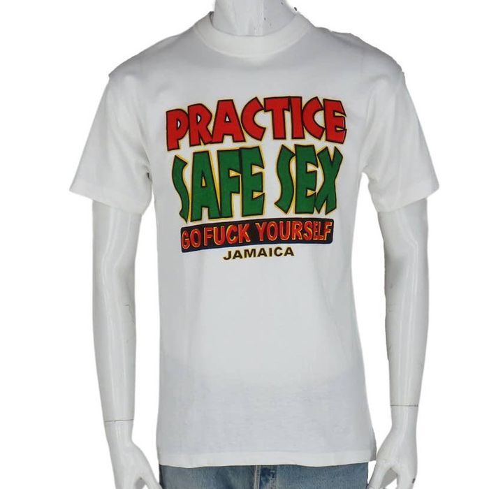 Vintage Vintage Practice Safe Sex Jamaica Tee | Grailed