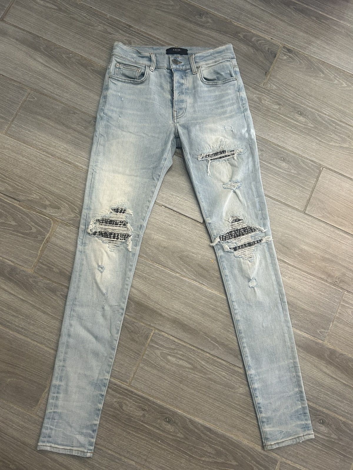 Amiri Amiri Jeans Navy Blue Patches | Grailed