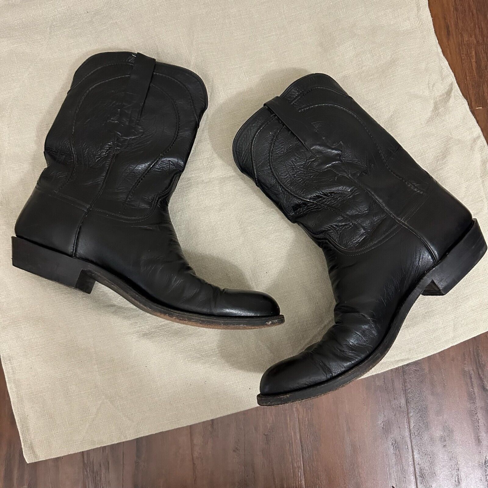 Lucchese LUCCHESE Roper Western Boots in Black Leather USA MADE | Grailed