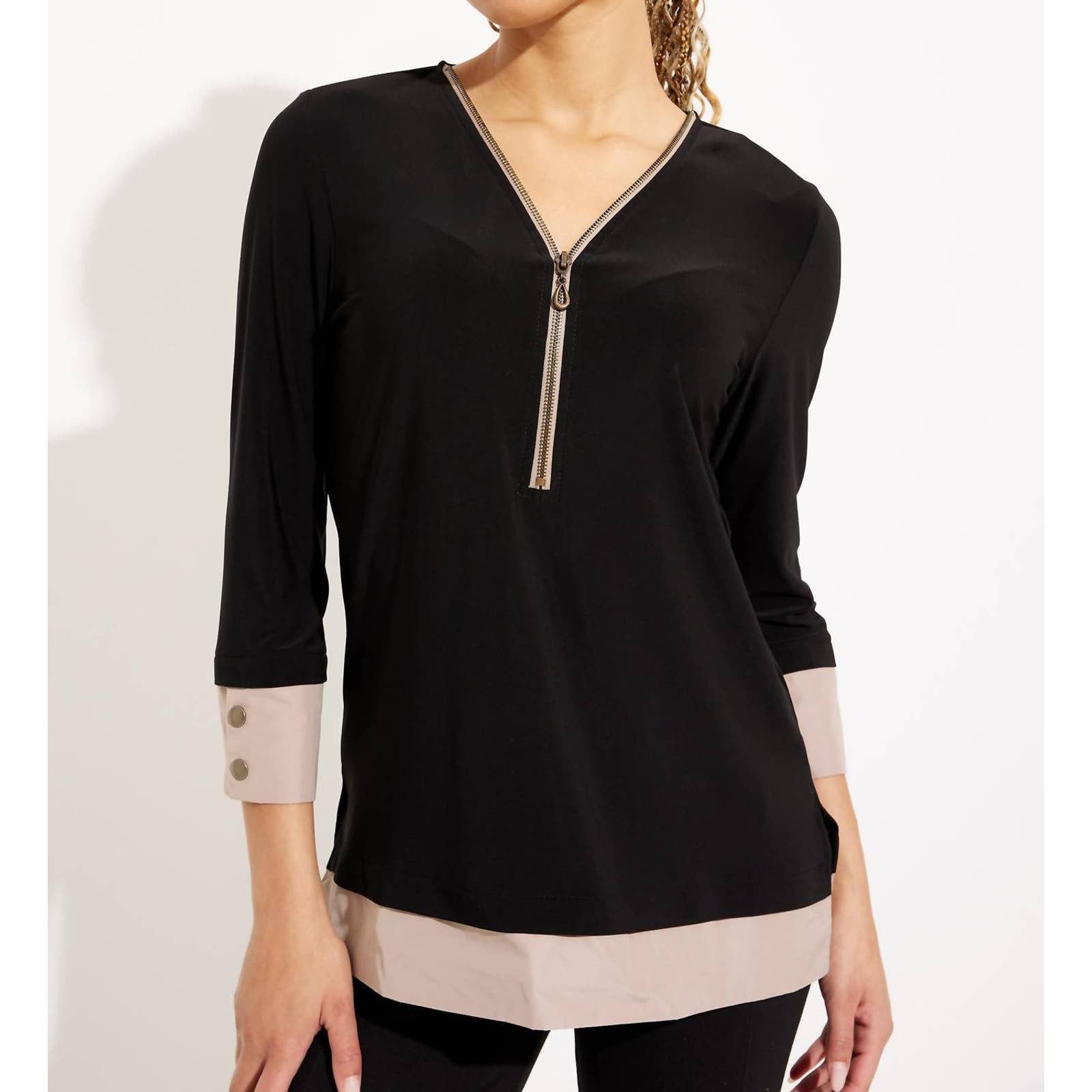 Joseph Ribkoff JOSEPH RIBKOFF Zip Detail Top In Black/latte | Grailed