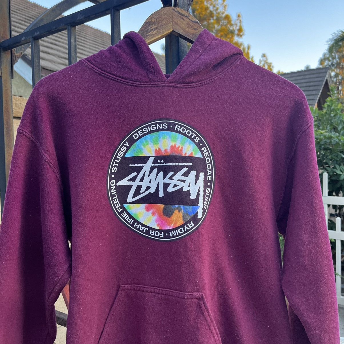 Stussy × Vintage Vintage Stussy Classic "Tie Dye" Spell-out Logo Hoodie ...