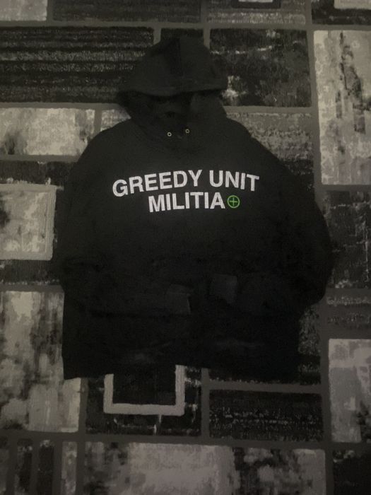Designer Greedy unit militia hoodie | Grailed
